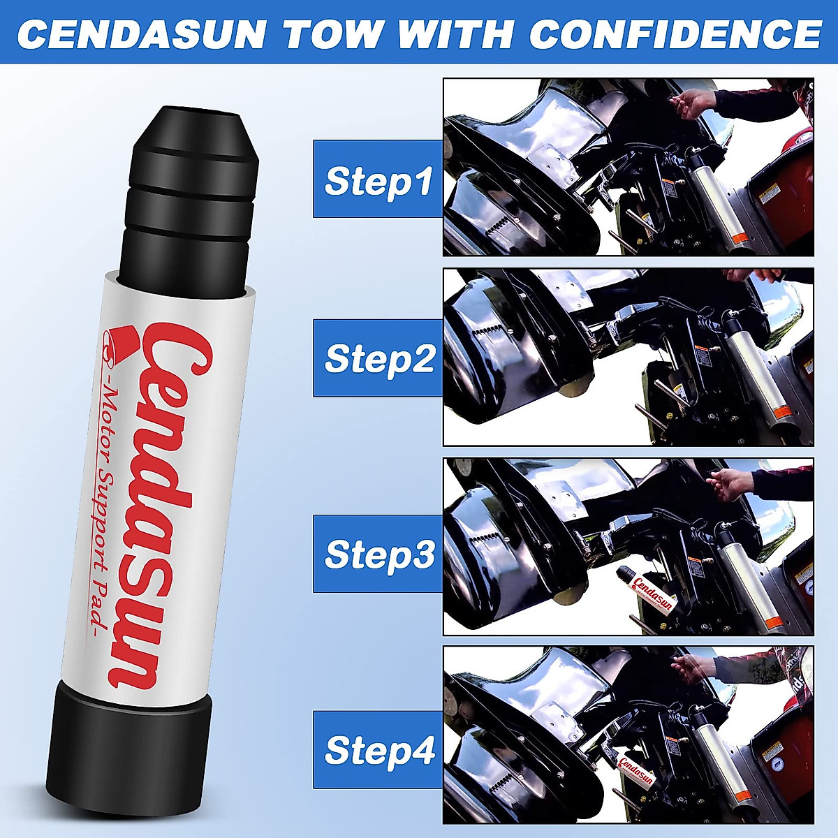 Outboard Transom Saver Trailering Support and Steer Stops, Wedge Outboard Motor Support Fits 3-Ram Trim/Tilt Systems, Boat Motor Transom Support Compatible with Yamaha Outboard, Rubber