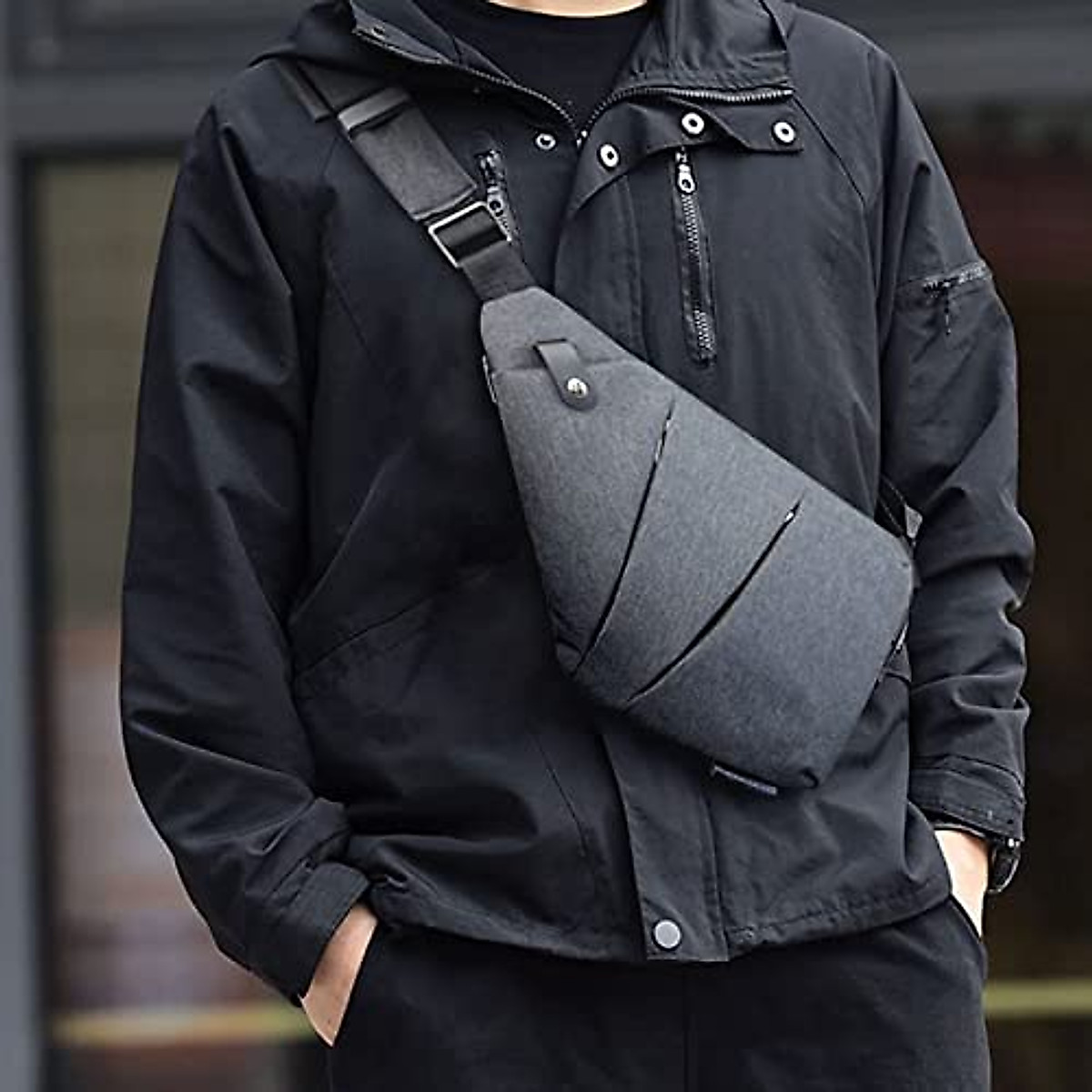 CHLOEF Personal Flex Bag, Fashion Anti-Thief Slim Sling Bag, Side Crossbody Backpack for Outdoor (Black,Right)