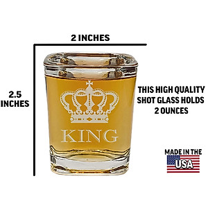 Rogue River Tactical Square Funny King Shot Glass Gift For Him Husband Dad Father Joke Gag Gift