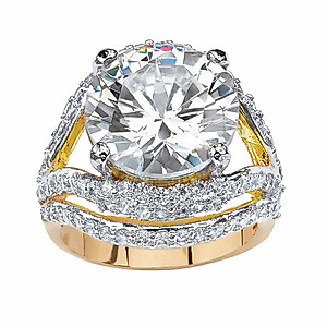 PalmBeach Yellow Gold-plated Round Cubic Zirconia Double Split Shank Engagement Ring Sizes 7-12 Size 10