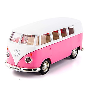 TGRCM-CZ 1/36 Scale Bus Casting Car Model, Zinc Alloy Toy Car for Kids, Pull Back Vehicles Toy Truck for Toddlers Kids Boys Girls Gift (Pink)