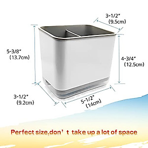 ZUIWAN Kitchen Dish Brush Holder for Kitchen Sink,Utensil Drying Caddy,Scrubber/Bottle Brush/Sponge Holder,Kitchen Sink Counter Organizer has Removable Drain Tray,Plastic(Gray and White)