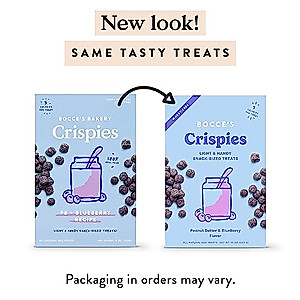 Bocce's Bakery Crispies Training Treats for Dogs, Wheat-Free Dog Treats, Made with Real Ingredients, Baked in The USA, All-Natural & Low Calories Training Treats, PB & Blueberry Recipe, 10 oz