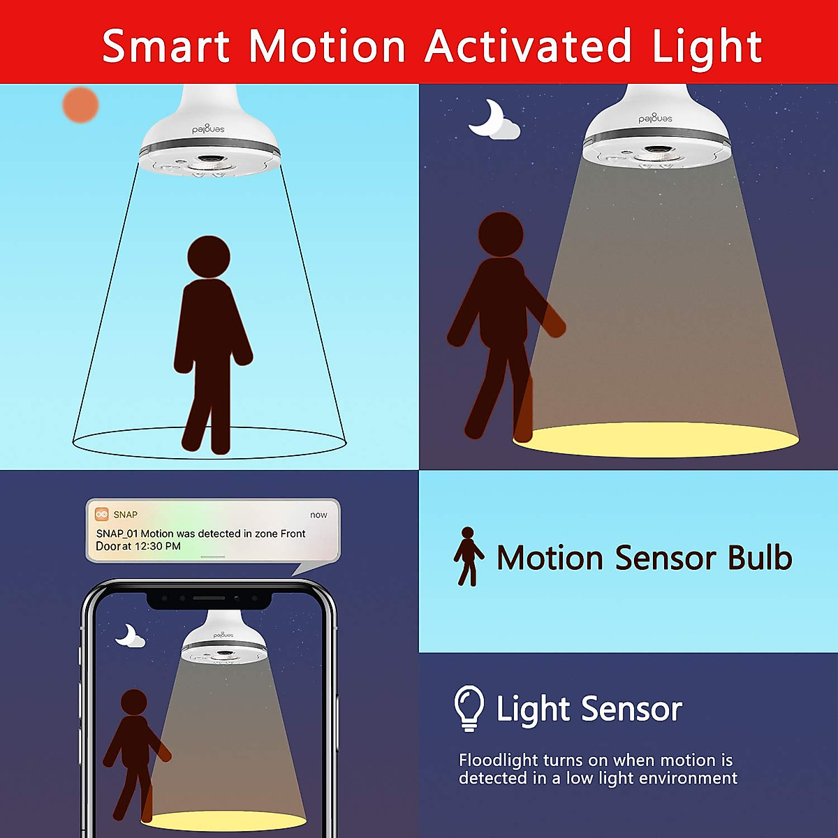 Sengled Floodlight Camera with Motion Sensor Light, Outdoor Security Camera 1080P, Floodlight Security Camera Waterproof, WiFi Camera Outdoor Home Security, Night Vision 2-Way Talk, 2nd Gen, 1pk