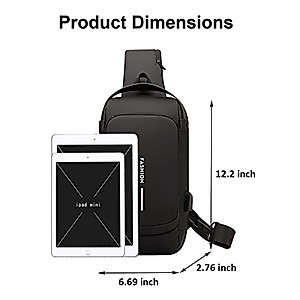 chinatera Anti-Theft Sling Bags for Men Women Crossbody Waterproof Chest Shoulder Bag Daypack Hiking Travel with USB Port