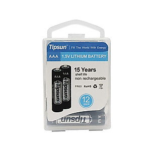 Tipsun AAA Lithium Batteries, Longer Lasting Energy FR03 Battery, 1100mAh Lithium Cells 12pack
