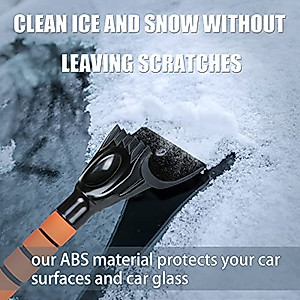 BHYTAKI Snow Brush and Detachable Ice Scraper, 27" Snow Removal Tool Car Brush with Ergonomic Comfortable Foam Grip for Christmas Car Truck SUV- No Scratch (Heavy Duty ABS, PVC Brush)