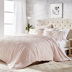 CHF Solid Medallion 3-Piece Microsculpt Comforter Set with Shams, Full/Queen, Blush