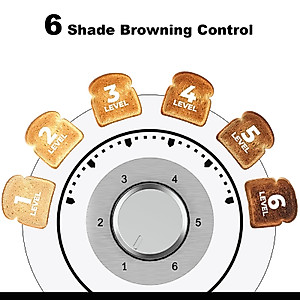 DOWYLIK Toaster 4 Slice, Extra-Wide Long Slot 4 Slice Toaster with Countdown Timer, Bagel/Reheat/Defrost/Cancel Functions, 6 Browning Setting, 1500W Brushed Stainless Steel