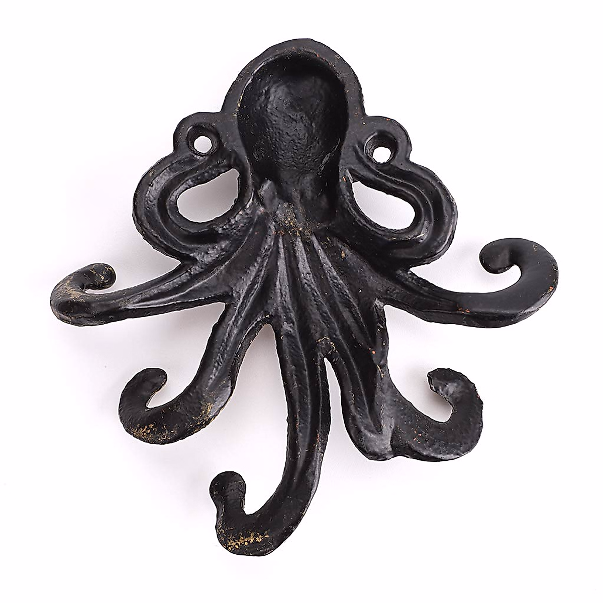 Sumnacon 6 Inch Cast Iron Octopus Decorative Coat Hook - Wall Mounted Nautical Hand Towel Rack Holder with Screws, Rustic Metal Clothing Hanger for Bedroom/Bathroom/Kitchen/Balcony, Green Bronze