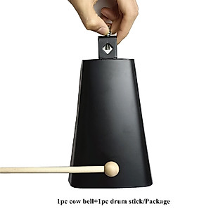 LOONELO Cow Bell with 7 inch,Metal Steel Cow Bell with Drum Stick for Drumset Kit Percussion,Noise Makers for Sporting Events Wedding Party Concert