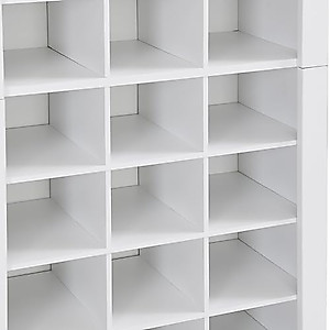 JCSTEU Stylish Design 30 Shoe Cubby Console Versatile, Contemporary Shoe Cabinet with Storage, Free Standing Tall Cabinet for Hallway, Bedroom (White)