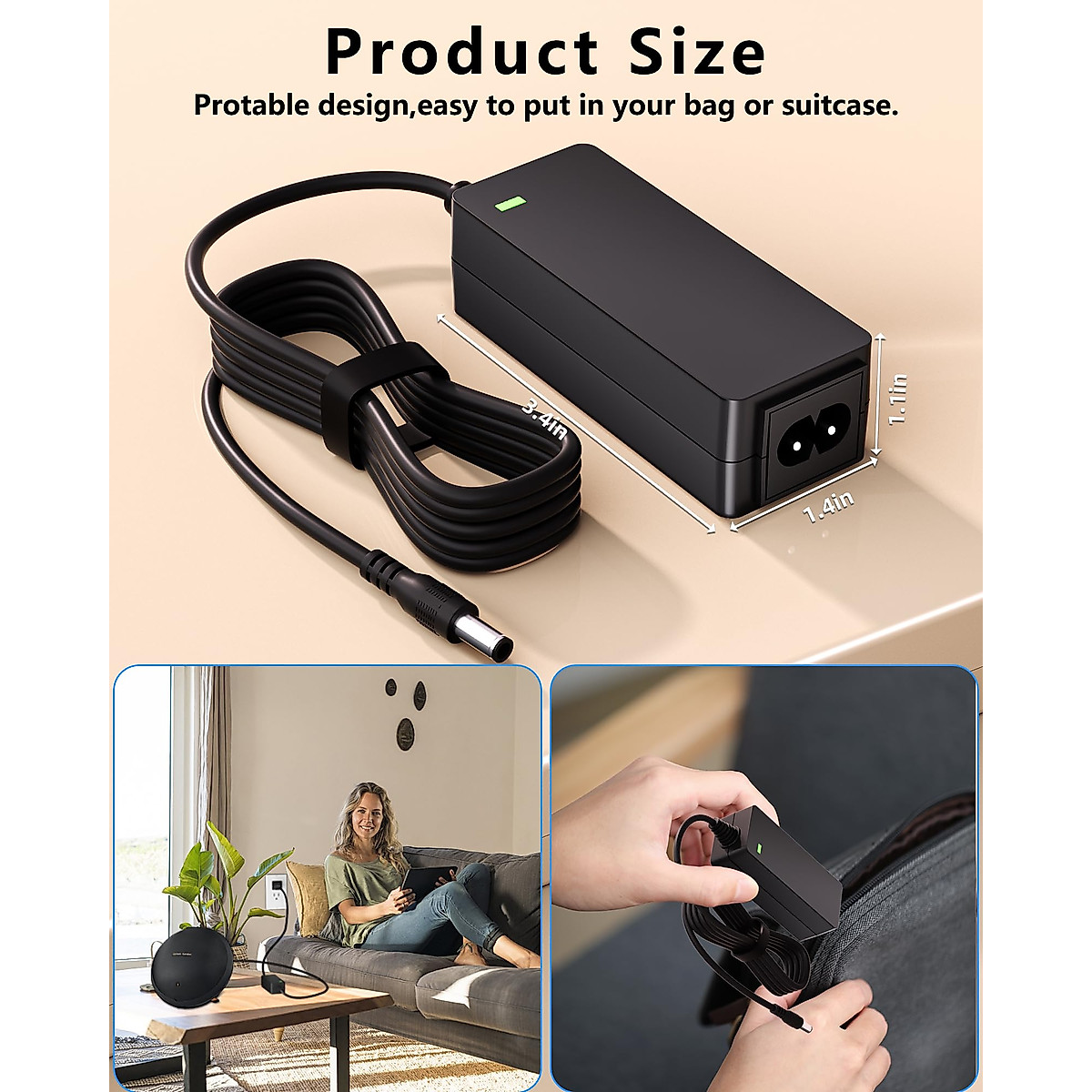 for Harman Kardon Charger Onyx Studio 7 6 5 4 3 2 1 Wireless Bluetooth Speaker Replacement Harmon Kardon Charger 19V AC Power Cord Supply【10 FT】 VHBW