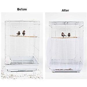 JUTTA Bird Cage Seed Catcher Parrot Cage Mesh Skirt Universal Birdcage Cover Birdseed Nylon Net Guard extra large (Not Include Birdcage) (White)