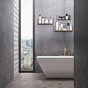 CRUGLA Wall Shelves Mounted Set of 3, Music Notes Wall Hanging Storage Floating Shelf for Bathroom Kitchen Bedroom