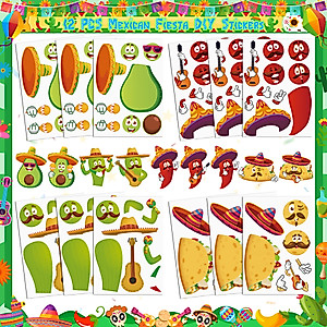Erweicet Fiesta Party Favors 84 PCS Fiesta Mexican Theme Slap Bracelets DIY Stickers Tattoo Stickers Keychains Straws Gift Bags for Cinco De Mayo Theme Birthday Party Baby Shower