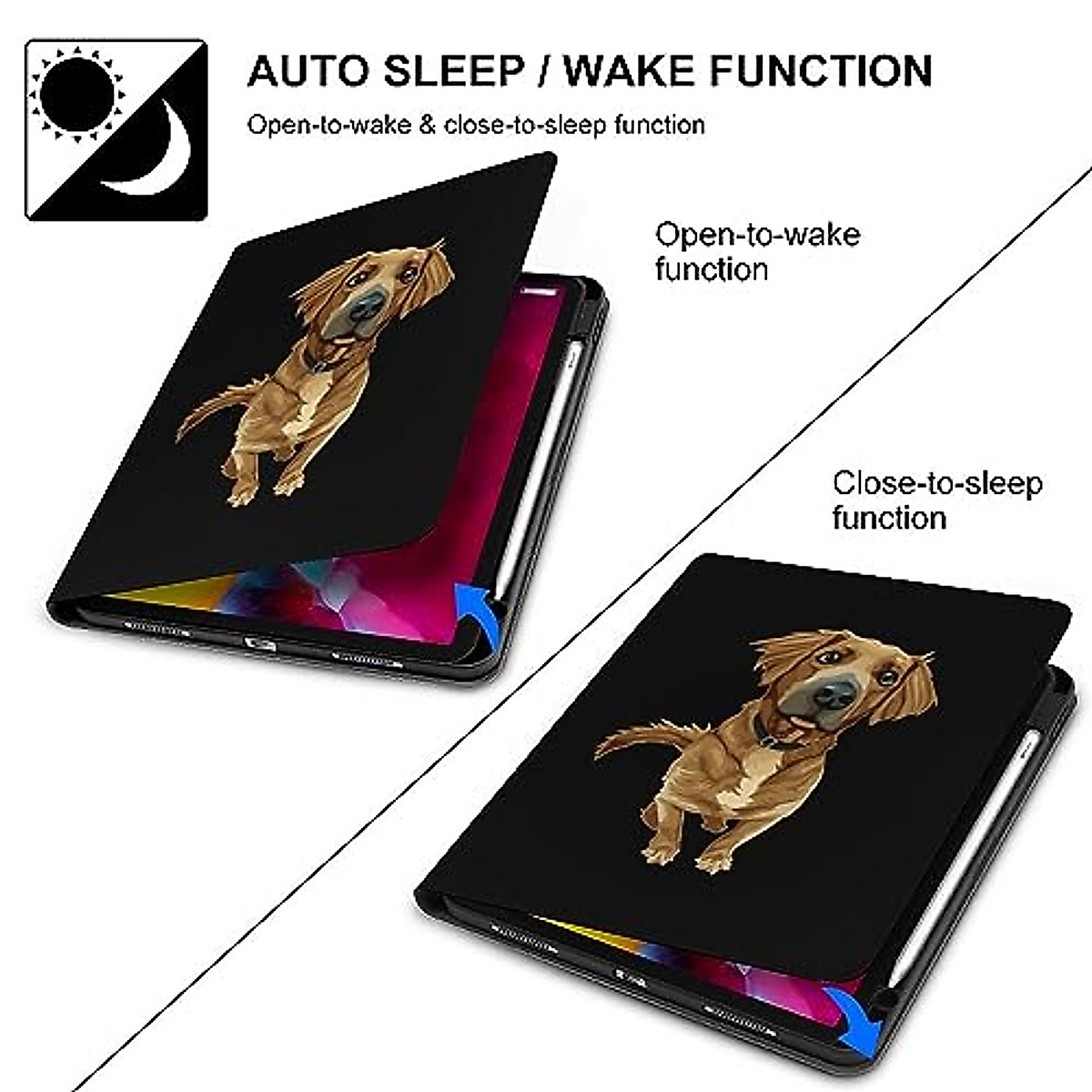 Golden Retriever Protective Case Compatible with IPAD 2020 AIR 4 （10.9in） Stand Case Auto Sleep/Wake Cover