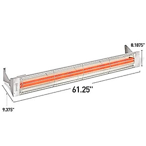 Infratech WD-6024 BL Stainless Steel 61.25” Dual Element Fixture 6000 Watt, 240 Volt, Black Finish