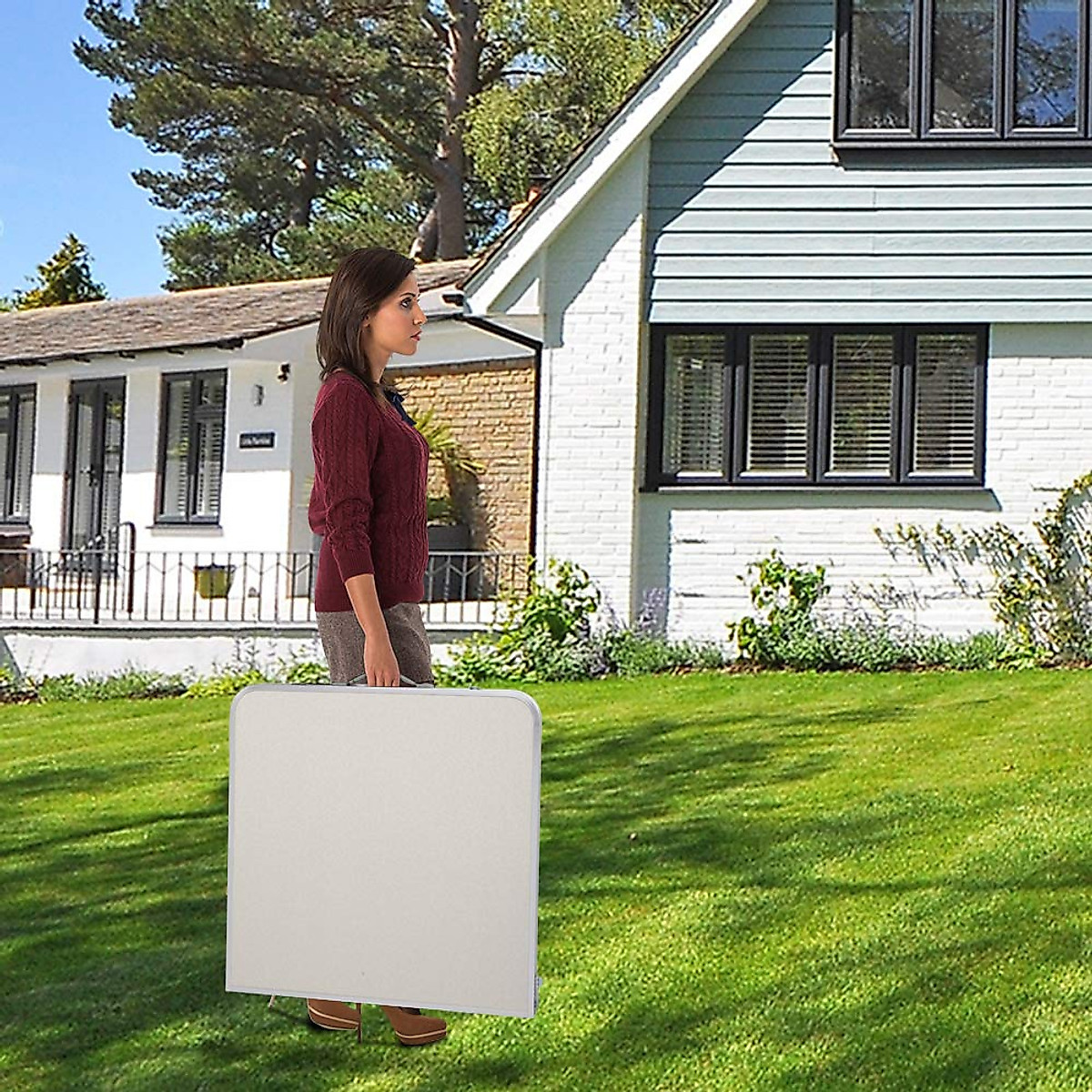 Ochine Foldable Indoor Outdoor All-Purpose Portable Wooden Table for Picnics, Camping, Beach, Tailgating, Patio, Kitchen, Living Room - Roll Up Folding Design