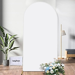 Spandex Fitted Arch Backdrop Cover Chiara Backdrop Cover,2-Sided for Wedding Ceremony Birthday Party Baby Shower Banquet Decoration (3.3 x 6.6 ft, White)