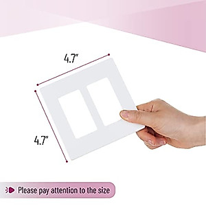 Bates- Screwless Decorator Wall Plates, Two Gang Switch Plate Covers, 4 Pack, Screwless Wall Plates 2 Gang, White Switch Plate Covers, Switch Cover Plate, Wall Switch Cover, Electrical Outlet Cover…
