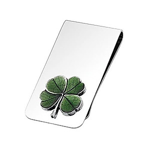 DANFORTH Four Leaf Clover Money Clip For Men, Handcrafted Pewter Metal Irish Shamrock Money Clip, 2”, Made In USA