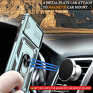 Gritup for Samsung Galaxy S20+ Plus Case with Slide Camera Cover, Build in 360° Rotating Ring Kickstand [Military Grade] Protective Case for Galaxy S20 Plus 5G, Dark Green