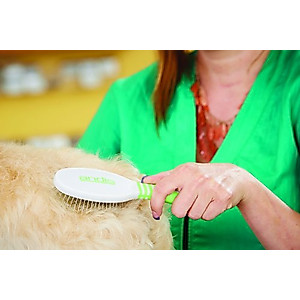 Andis 65715 Pin Brush for Medium & Long Hair Dogs - Gentle & Effective in Removing Dirt, Dust & Loose Hair - Promotes Healthy Skin & Coat - Medium, Green/white