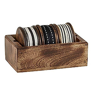 Santa Barbara Design Studio Michel & Co. Wood Spool with Ribbon, 3-Piece, Black Stripe