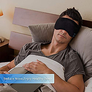 Voerou Sleep Headphones 5.2 Bluetooth Sleep Mask with Music and Ultra Thin Speakers Perfect for Sleeping, Air Travel,Meditation and Relaxation，Unique Gifts for Men Women - Black