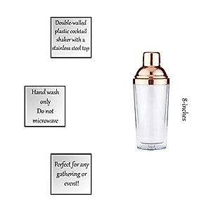 Santa Barbara Design Studio Sippin' Pretty Plastic Cocktail Shaker with Stainless Steel Strainer Top, 8" Tall, Rose Gold