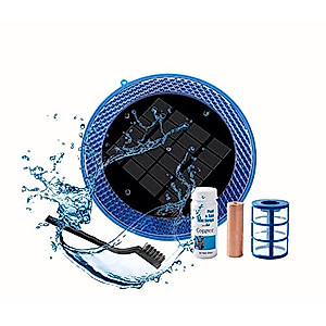 BLUE WORKS Solar Pool Ionizer - Pool Ionizer Solar Powered, Long Lasting Cooper Anode up to 32,000 Gallons, 85% Less Chlorine