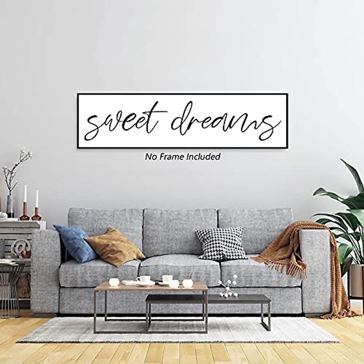 Sweet Dreams Wall Decor Above Bed Canvas Wall Art Sweet Dreams Sign Master Bedroom Wall Decor for Farmhouse over the Bed Wall Decor 16x64 Inch Unframed