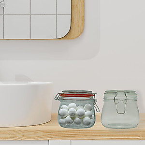 Generic Set of 2 airtight wide mouth glass jar with lid 17oz 0.5 liter Clear Glass Kitchen, Pantry Organizer. Keep your food, grains coffee, tea, cookies and candies dry, fresh. (Oval PC11002-F)