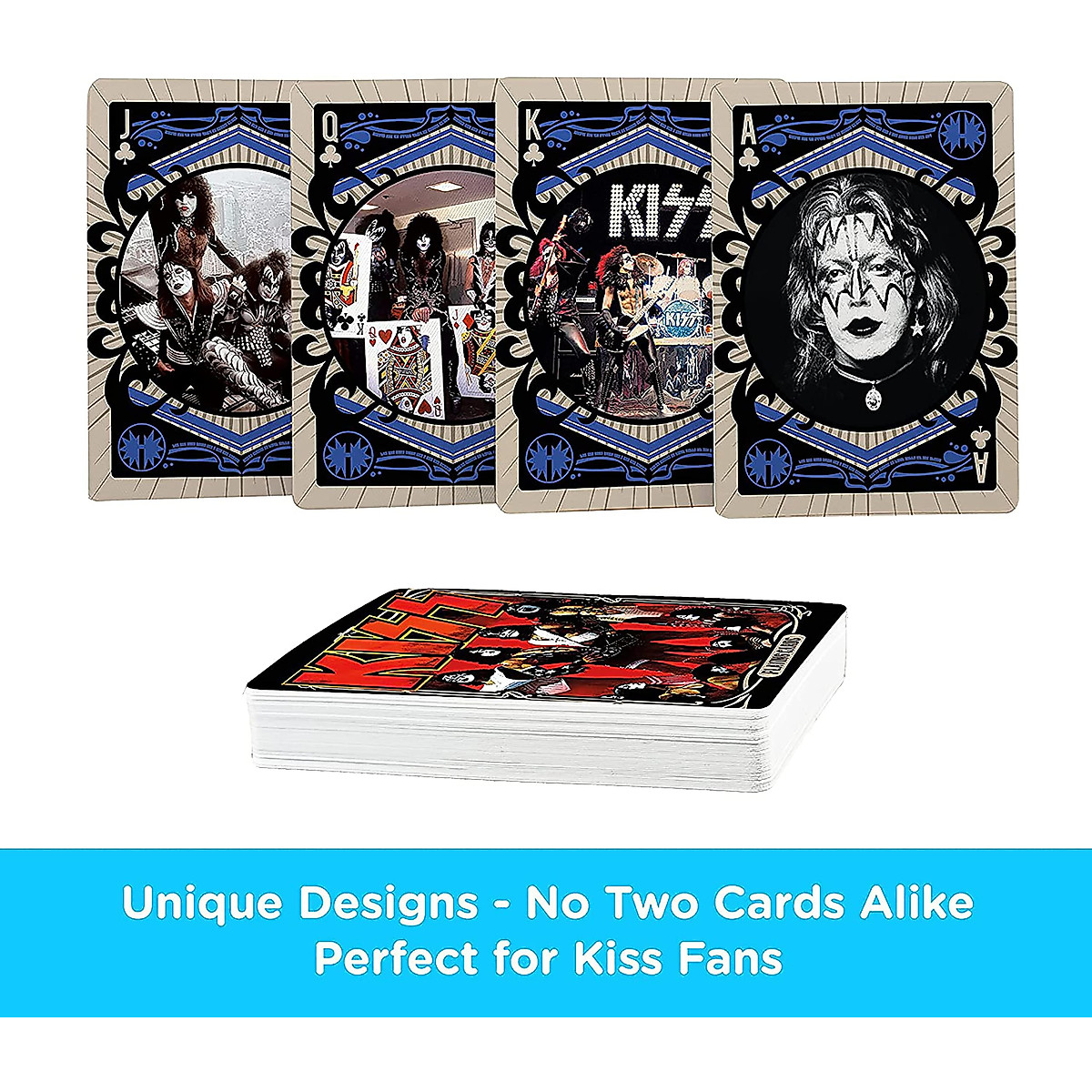 AQUARIUS KISS Playing Cards - KISS Themed Deck of Cards for Your Favorite Card Games - Officially Licensed KISS Merchandise & Collectibles - Poker Size with Linen Finish