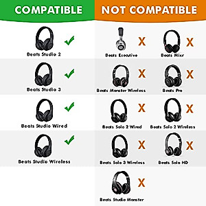 HiFan Replacement Ear Pads for Beats Studio 2.0 & 3.0 Wired/Wireless B0500 / B0501 - Extreme Comfort Ear Cushions Replacement kit Noise Isolation Adaptive Memory Foam Ear Cover, 2 Peices (Black)