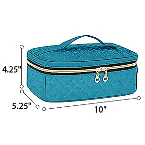Teamoy Travel Makeup Brush Case, Makeup Train Organizer Bag with Handle for Makeup Brushes(up to 9-inch) and Essentials, Medium, Teal(BAG ONLY)