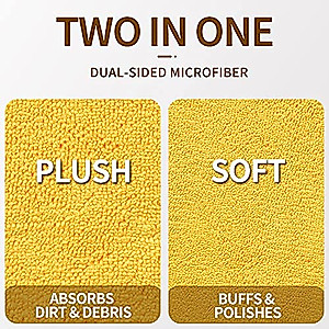 ECOREPUBLIC Extra Thick Microfiber Cleaning Cloth, 2 Pack, 16''x16'', Car Drying Towel for Cars Wash,Glass, Window, Microfiber Towels for Household, Ultra-Soft Plush Yellow