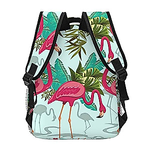 Tropical Palm Tree Flamingo Casual Backpack Printed Travel Daypack Laptop Backpack