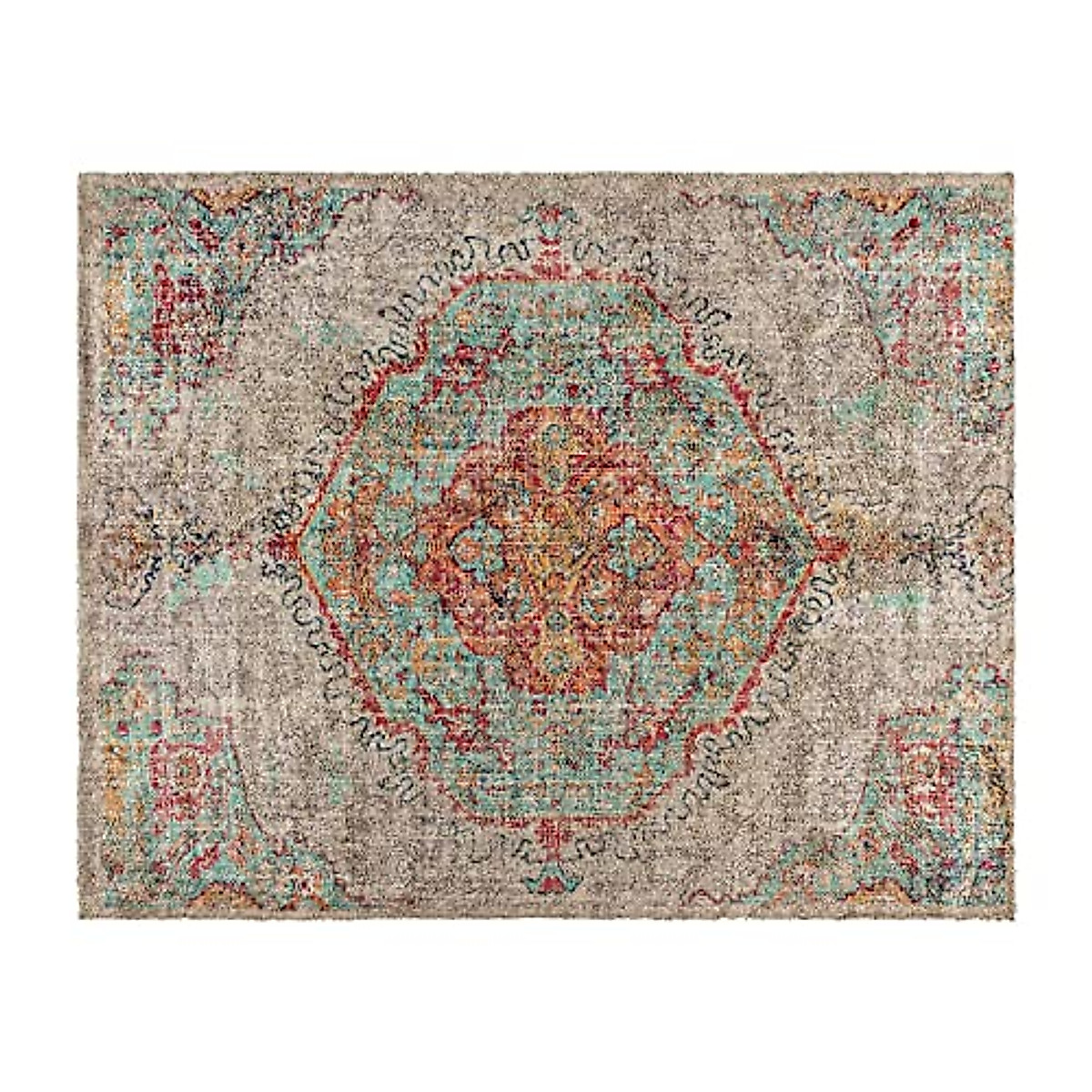 Flash Furniture Katherine Vintage Distressed Medallion Area Rug - 8' x 10' - Gray Multi - Polyester