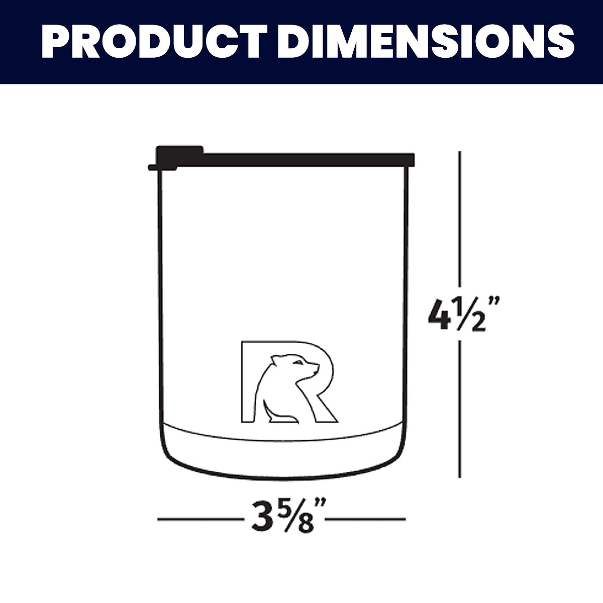 RTIC Lowball Tumbler with Splash Proof Lid, 12 oz, Navy, Insulated Travel Stainless Steel Coffee Mug, Sweat Proof, Keeps Hot & Cold Longer