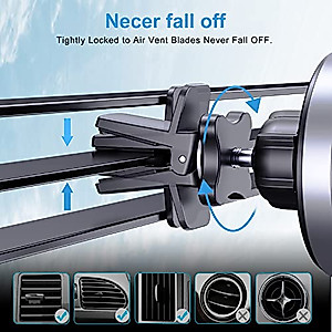 Magnetic Wireless Car Charger Mount Compatible with Magsafe iPhone14 /iPhone 13/ iPhone 12/12 Mini/12 Pro/12 Pro Max, 15W Fast Charging Air Vent Magnet Accessories Car Phone Holder