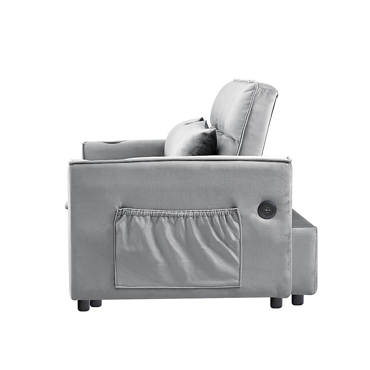 Multifunctional 2 Seater Oversized Loveseat Sofa Convertible Full Size Sleeper Sofabed with Pull Out Sleeper Couch Bed ,Storage Pockets,USB Port and Cupholders for Home,Office,Apartment Living Room