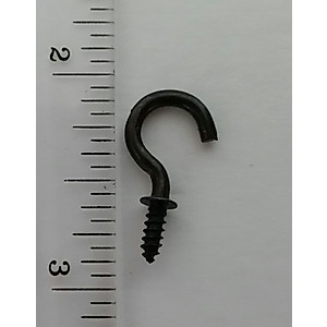 TD Designs Bronze/Black Cup Hooks 1/2" Key Jewelry Hooks Screw in (Pack of 20) Small