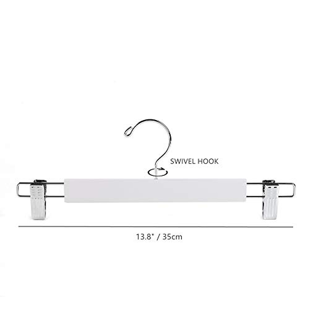 Better to U White Wooden Pants Skirt Jeans Hangers, Wood Bottom Hanger with Adjustable Clips (White 20pcs