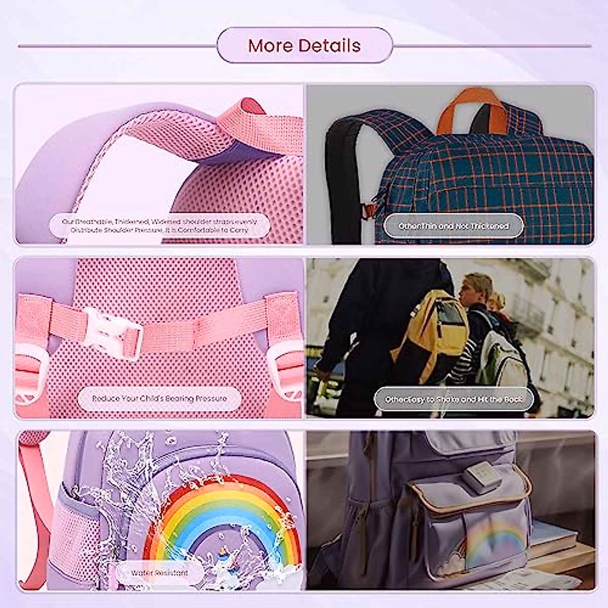 MUSEVOS Rainbow Toddler Backpack for Kids 1-3 Years Old, Mini Toddler Backpack Boys 2-3 Year Old Girls, Small Neoprene Preschool Backpack for Kids with Anti-lost Safety Leash for Daycare Outdoor