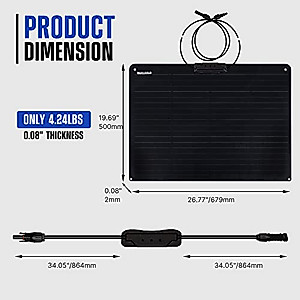 ATEM POWER Monocrystalline 55W Flexible Solar Panel 245° Bendable 12V Portable Solar Charger with Uneven Surfaces Lightweight for RV Tent Roof Boat Cabin Marine Camping