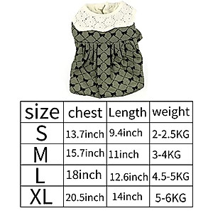 Toysructin Dog Girl Dresses Clothes with Sleeves, Lace Lapel Pet Princess Dress Bowknot Puppy Clothes for Spring Autumn, Comfortable Breathable Dog Shirt Skirt Apparel for Small Medium Large Cats Dogs