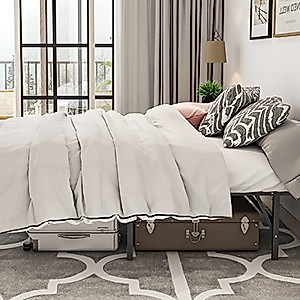 Saudism Metal Platform Bed Frame Twin Size, 14 Inch Black Bed Frame, Mattress Foundation, No Box Spring Needed, Easy Assembly and Storage, Foldable, Steel Slat Support, Twin