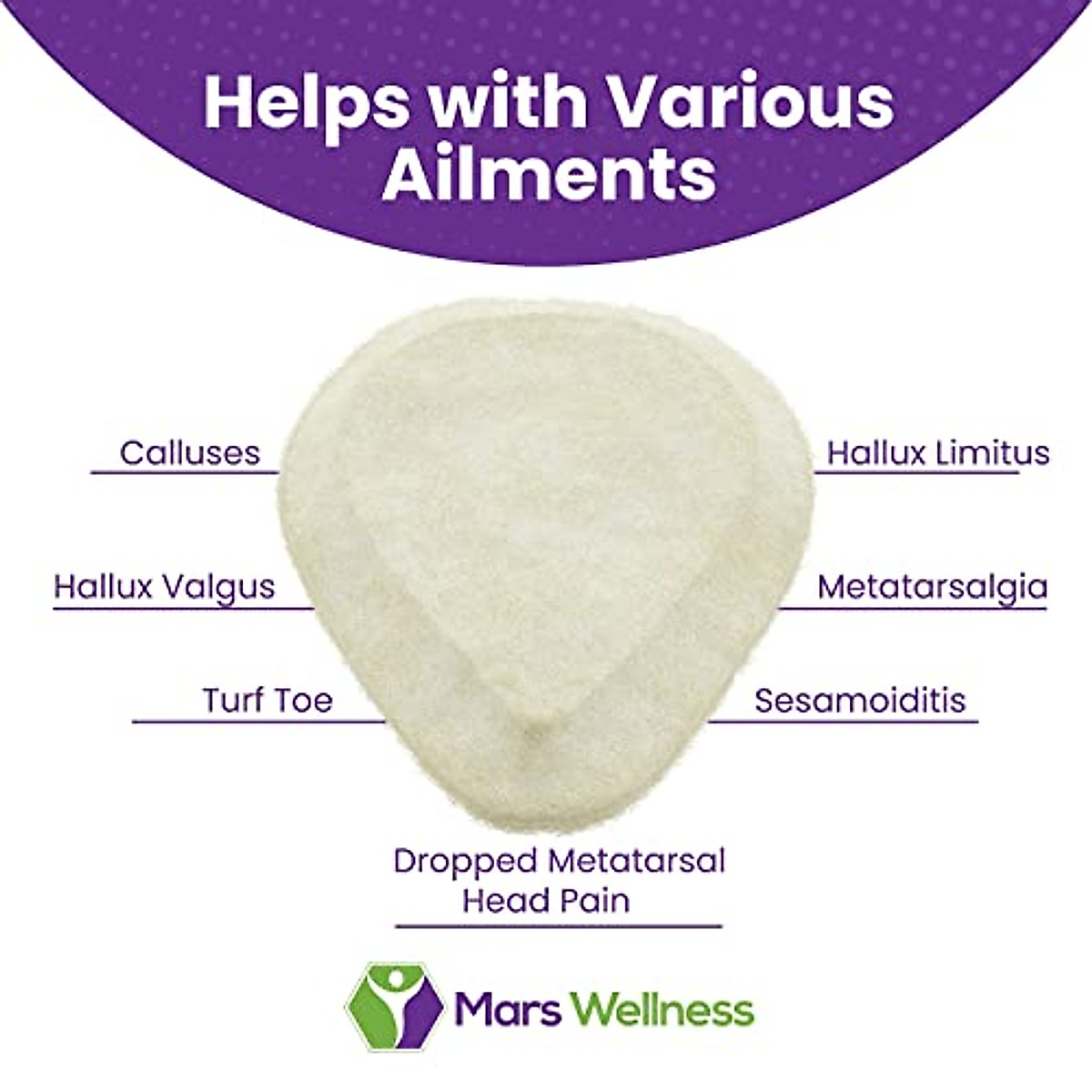 Metatarsal Felt Foot Pad Skived Cut (1/4" Thick) - 6 Pairs (12 Pieces)